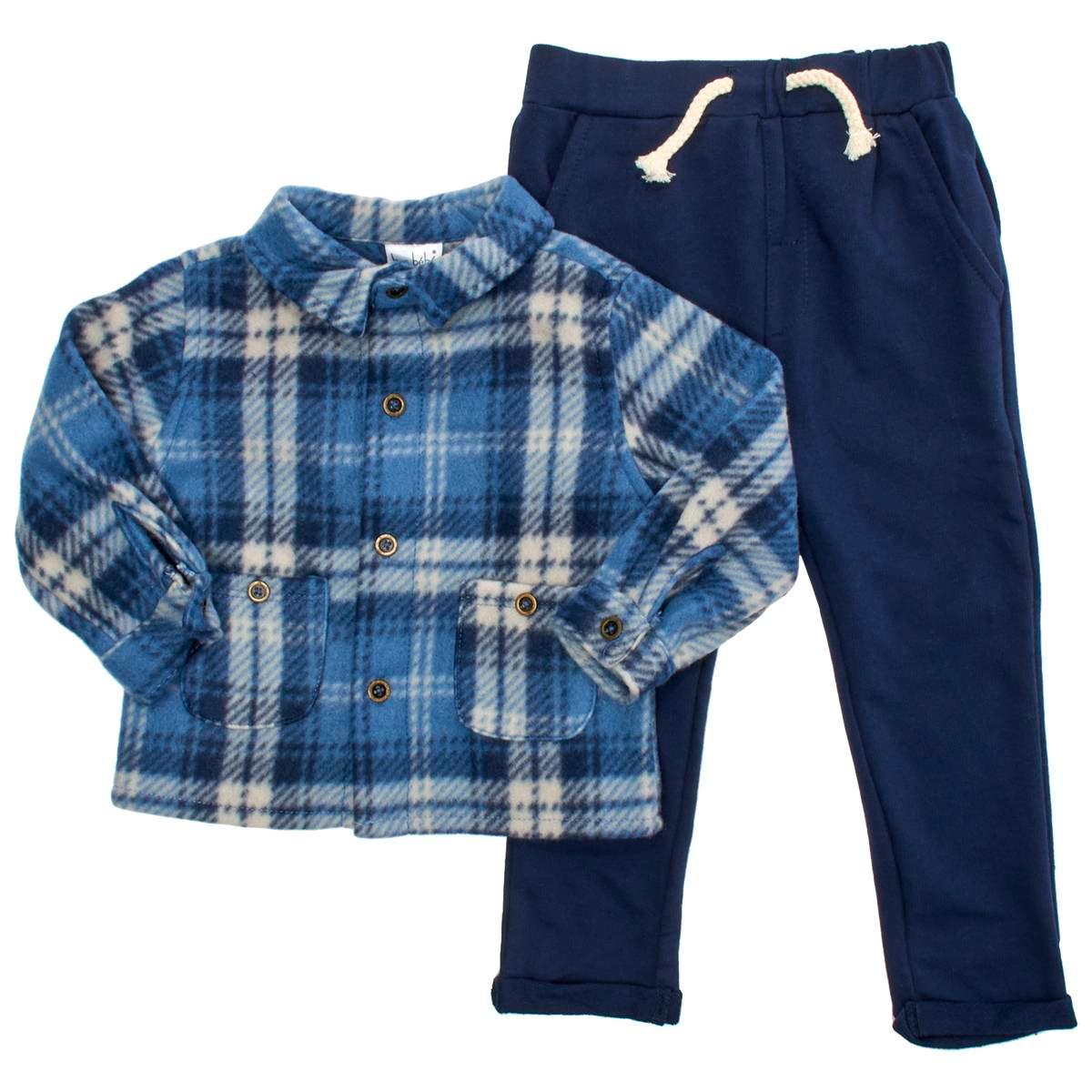 Click here for Baby Boy (12-24M) bon bebe(R) Blue Plaid Fleece To... prices