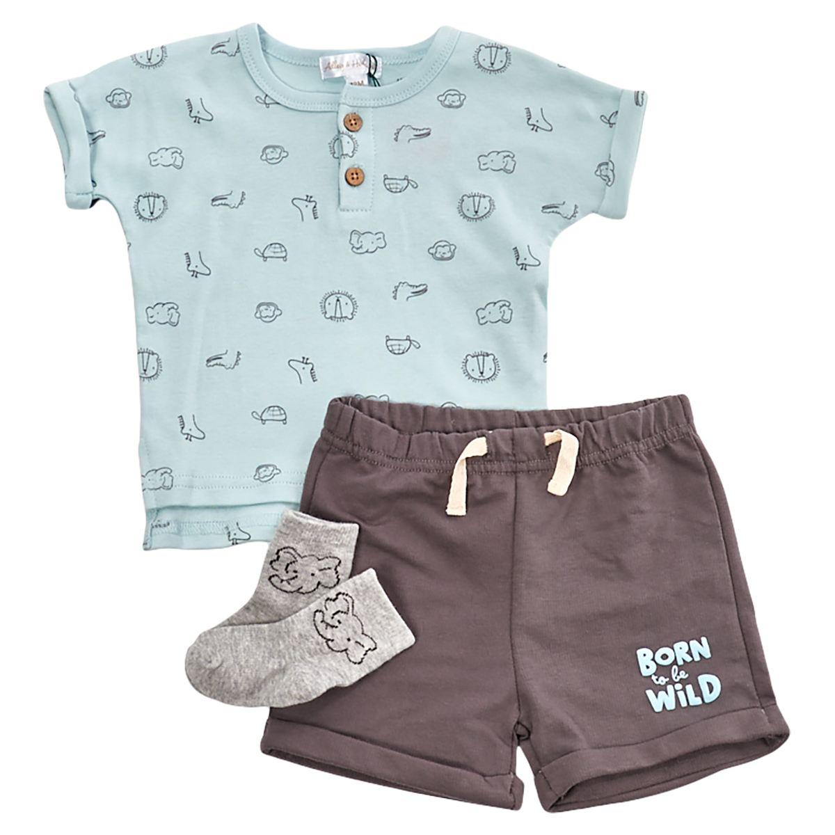 Click here for Toddler Boy Adley & Hudson Animal Henley & Short S... prices