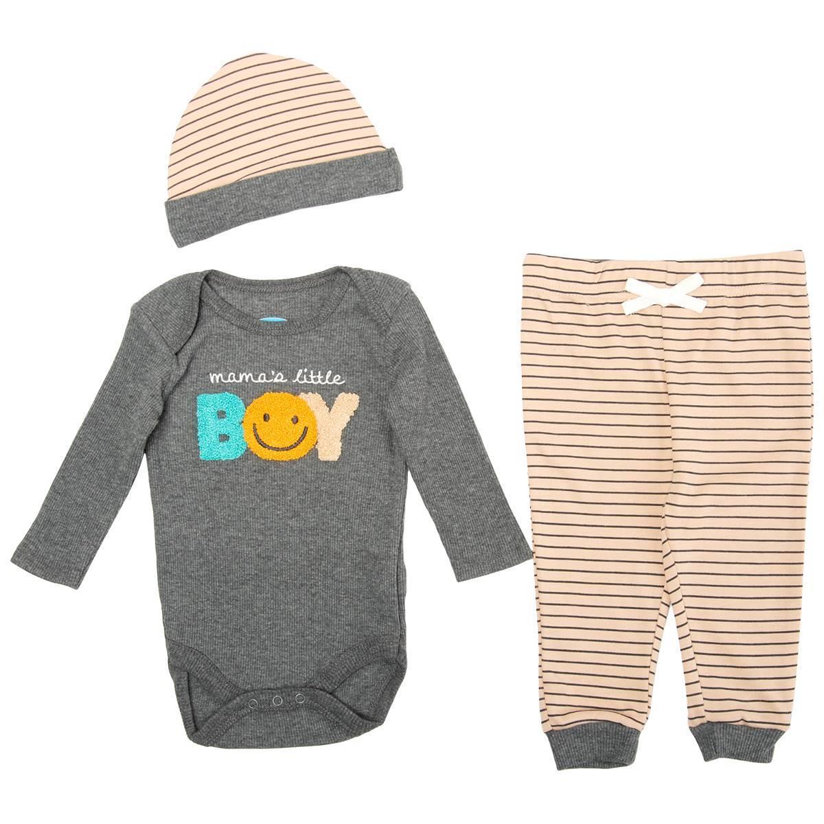 Click here for Baby Boy (NB-9M) bon bebe(R) 3pc. Mamas Boy Stripe... prices