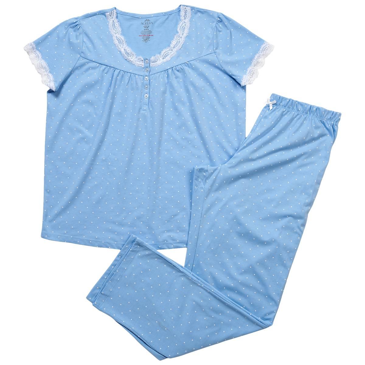 Click here for Womens Sophia by Rene Rofe(R) Short Sleeve Dot Paj... prices
