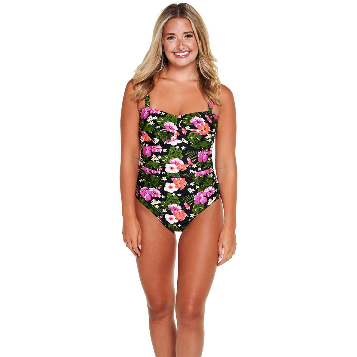Click here for Womens Jones New York Side Ruched Floral One Piece... prices