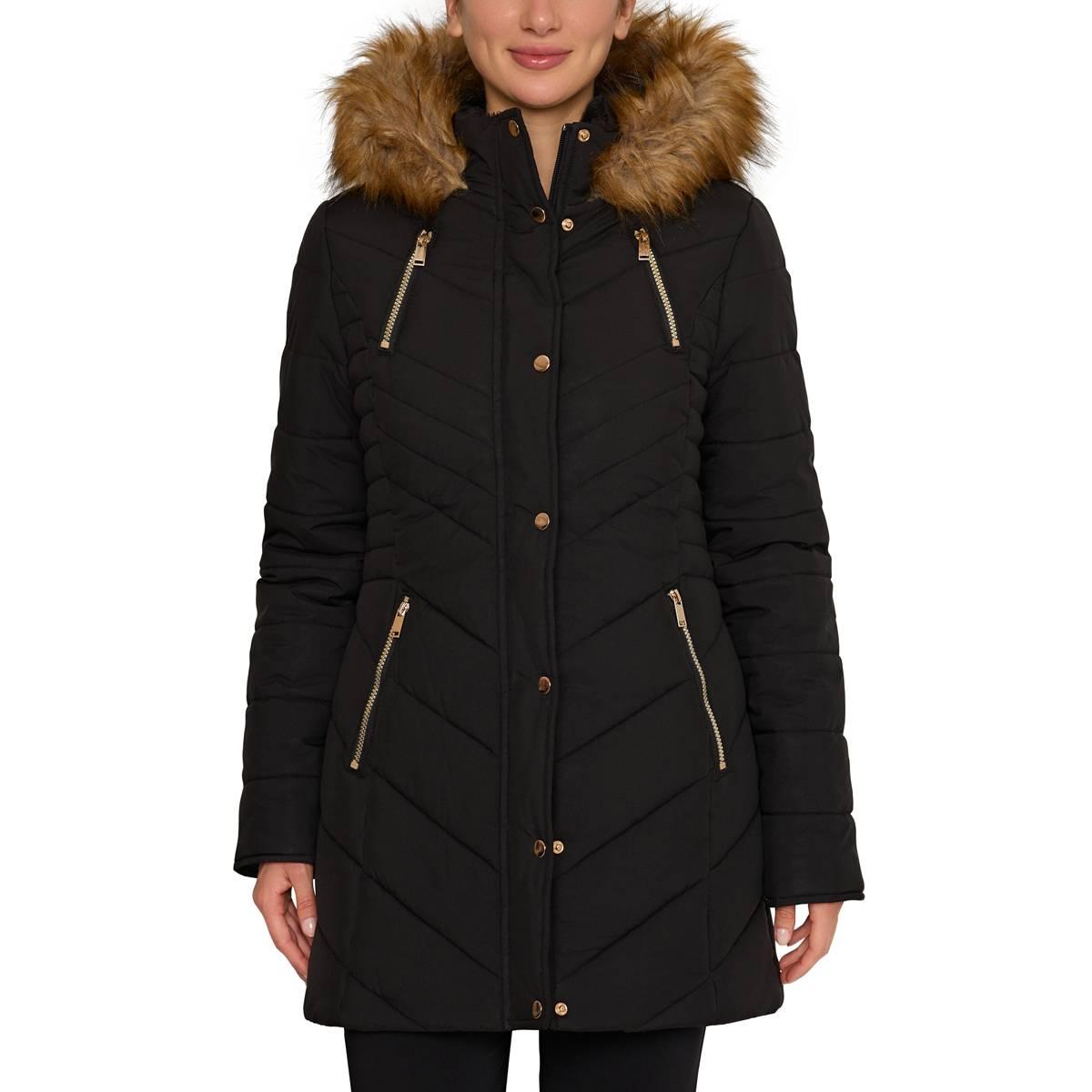 Click here for Womens Maralyn & Me Long Puffer Jacket with Snaps... prices