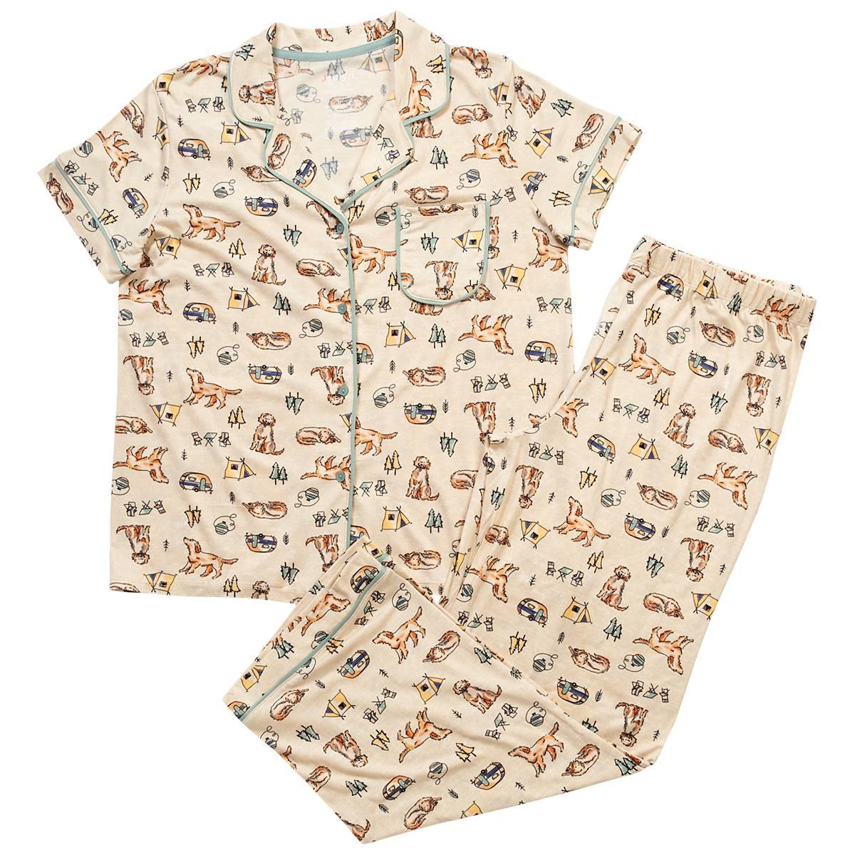 Click here for Womens Jaclyn Short Sleeve Campsite Pup Pajama Set prices