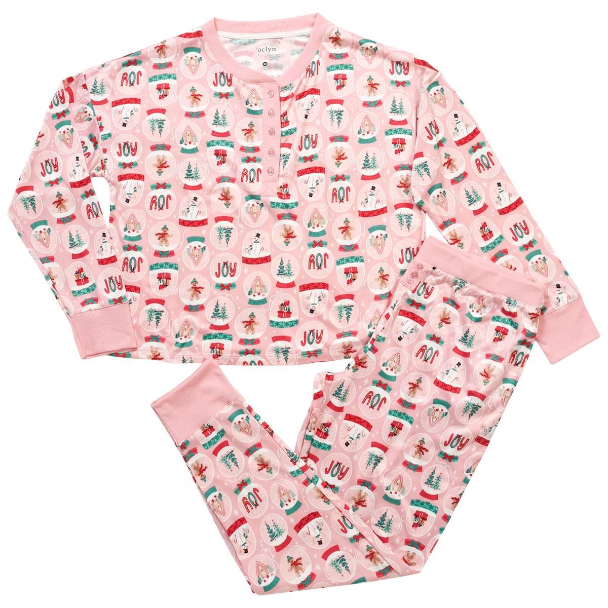 Click here for Womens Jaclyn Snow Globe Henley Style Jogger Pajam... prices