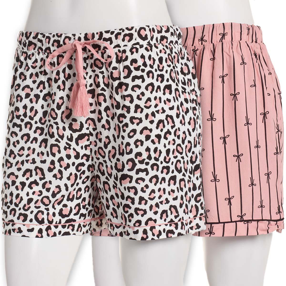 Click here for Womens Jaclyn 2pk. Animal & Bow Stripe Pajama Shor... prices