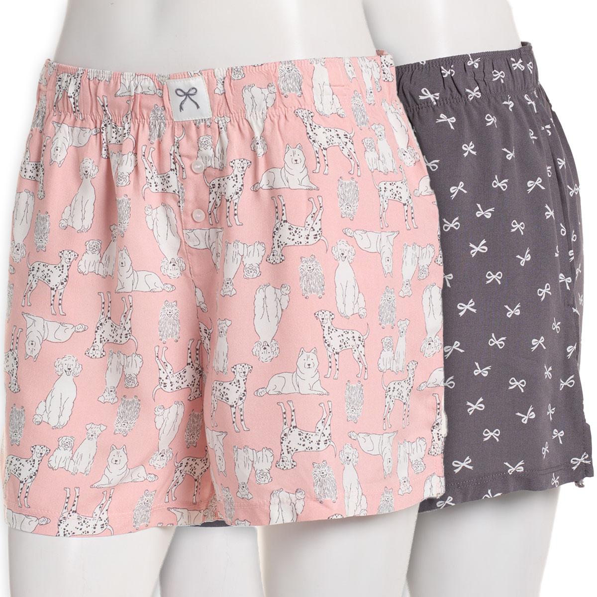 Click here for Womens Jaclyn 2pk. Dogs & Bows Boxer Pajama Shorts prices