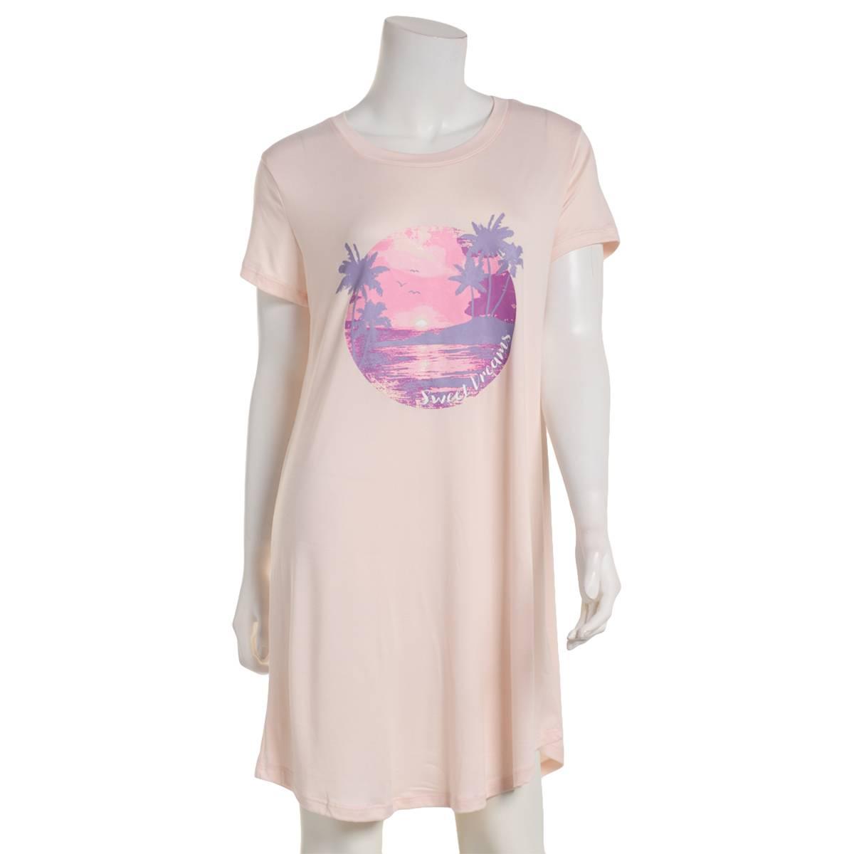Plus Size Jaclyn Short Sleeve Sweet Dreams Screened Nightshirt