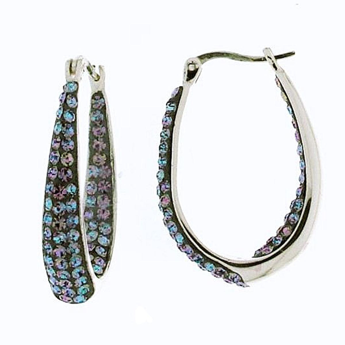 Click here for Silver Plated Crystal Inside Out Hoop Earrings prices