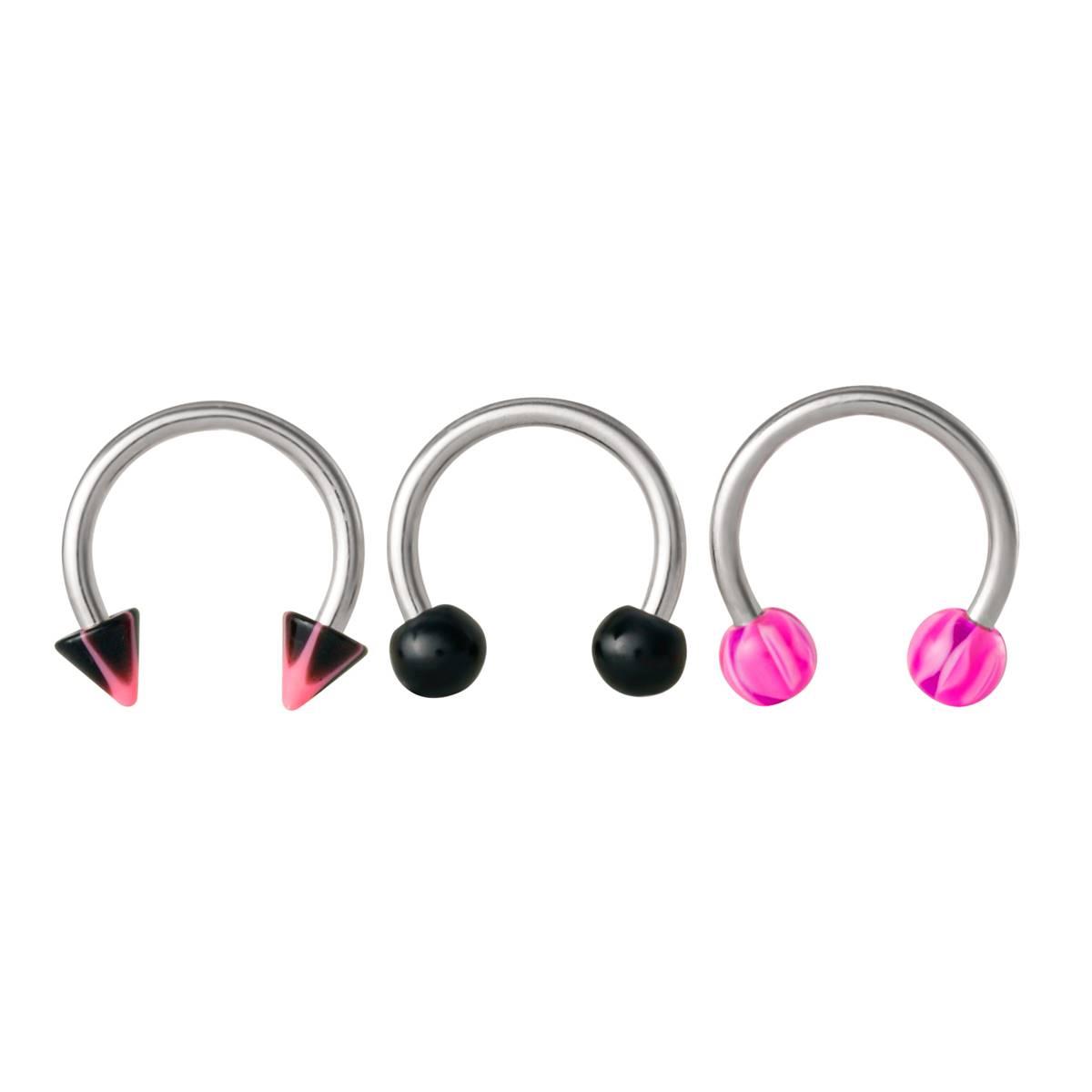 Click here for 18 Gauge Stainless Steel 3pc. Nose Ring Set prices
