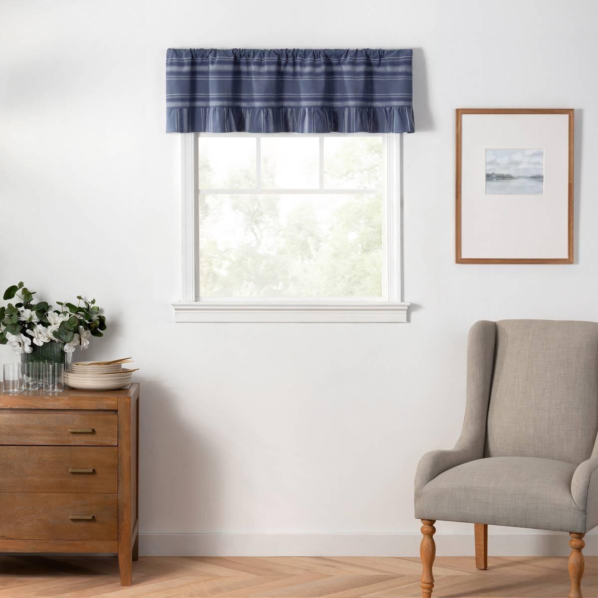 Click here for Martha Stewart Ruffle Stripe Poseidon Valance - 60... prices