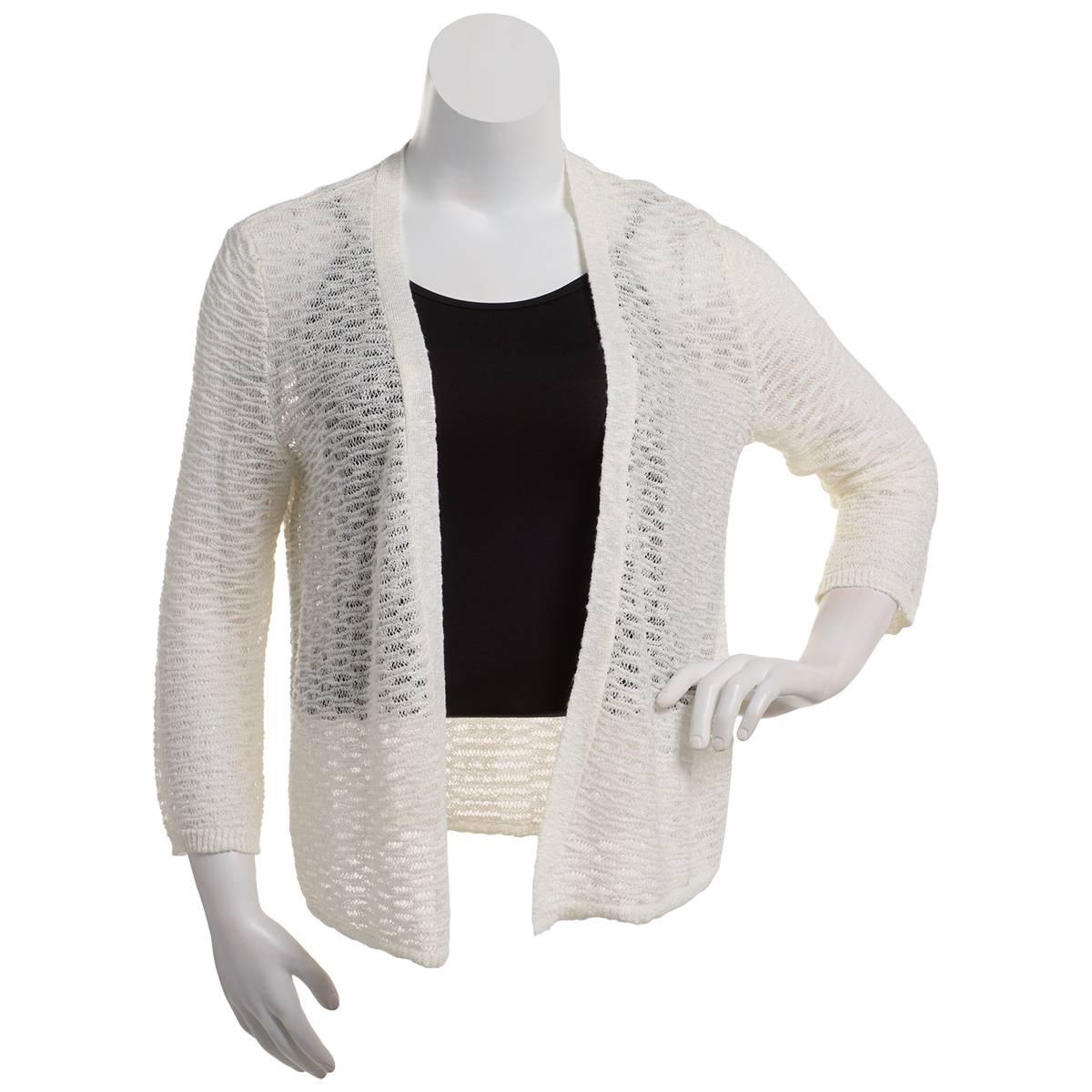 Click here for Womens Kasper Long Sleeve Textured Stitched Open C... prices