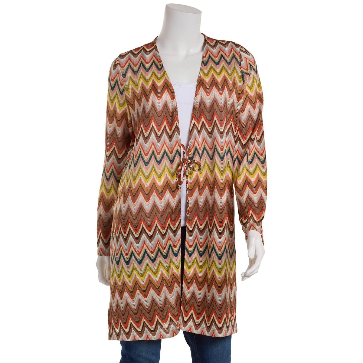 Click here for Plus Size Kasper Long Sleeve Tie Front Chevron Car... prices