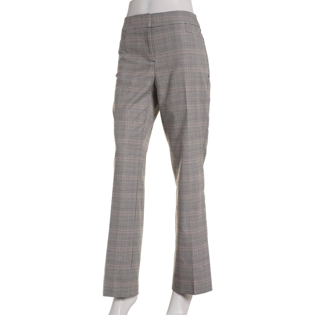 Kasper Womens Plaid-Print Mid-Rise Straight-Leg Pants  Regular & Petite - Soft Sand Multi