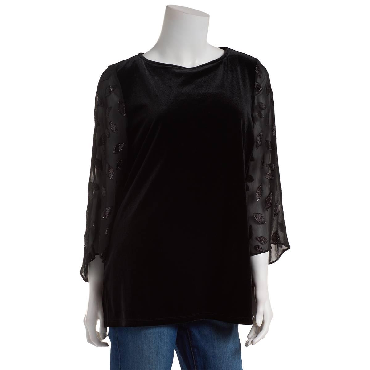 Click here for Womens Kasper 3/4 Bell Sleeve Burnout Floral Velve... prices