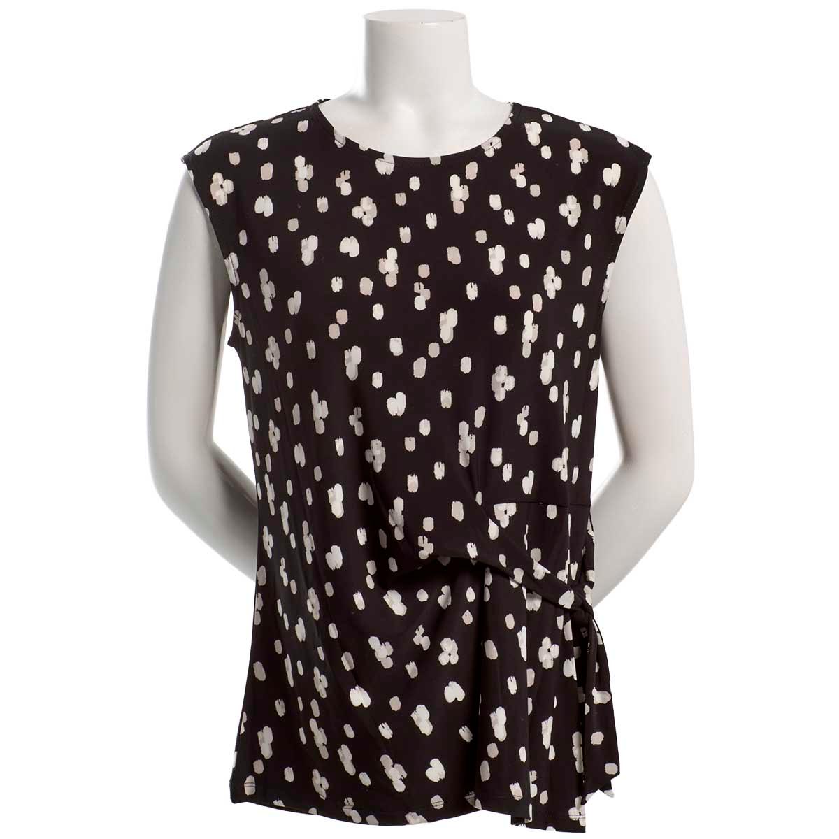 Click here for Womens Kasper Sleeveless Side Tie Dot Blouse prices