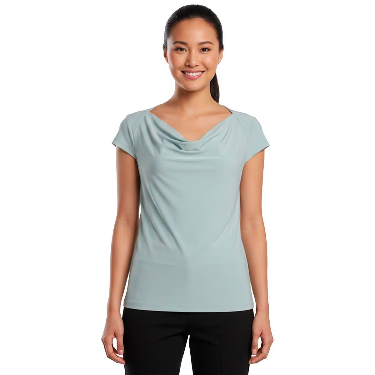 Click here for Womens Kasper Cap Sleeve Cowl Neck Solid Blouse prices