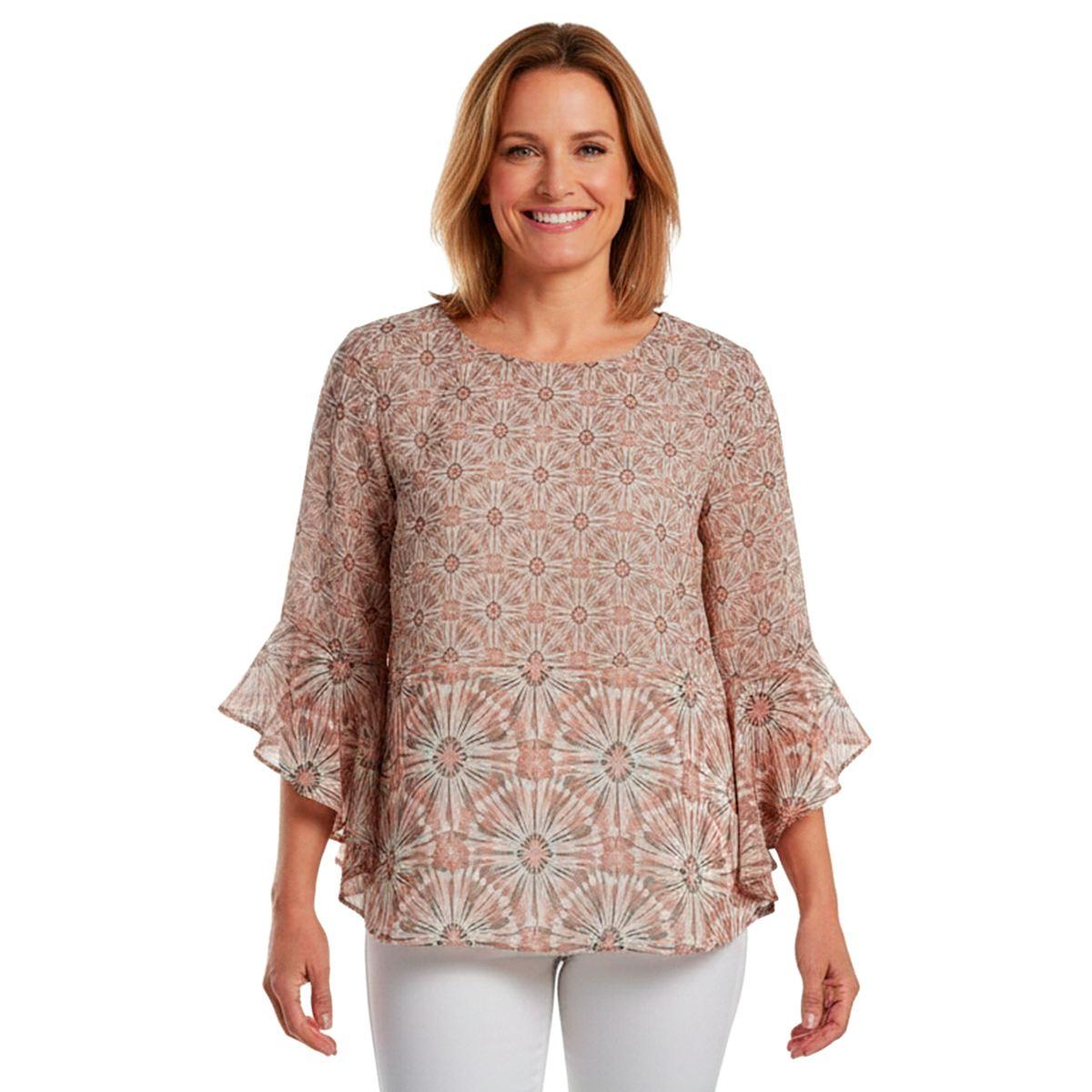 Click here for Womens Kasper 3/4 Flounce Sleeve Dandelion Floral... prices