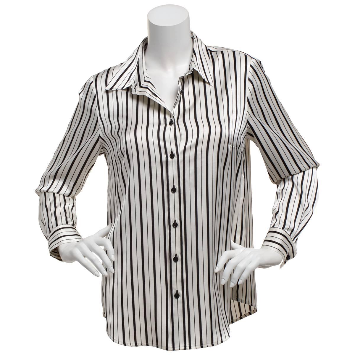 Click here for Petite Kasper Long Sleeve Satin Stripe Casual Butt... prices