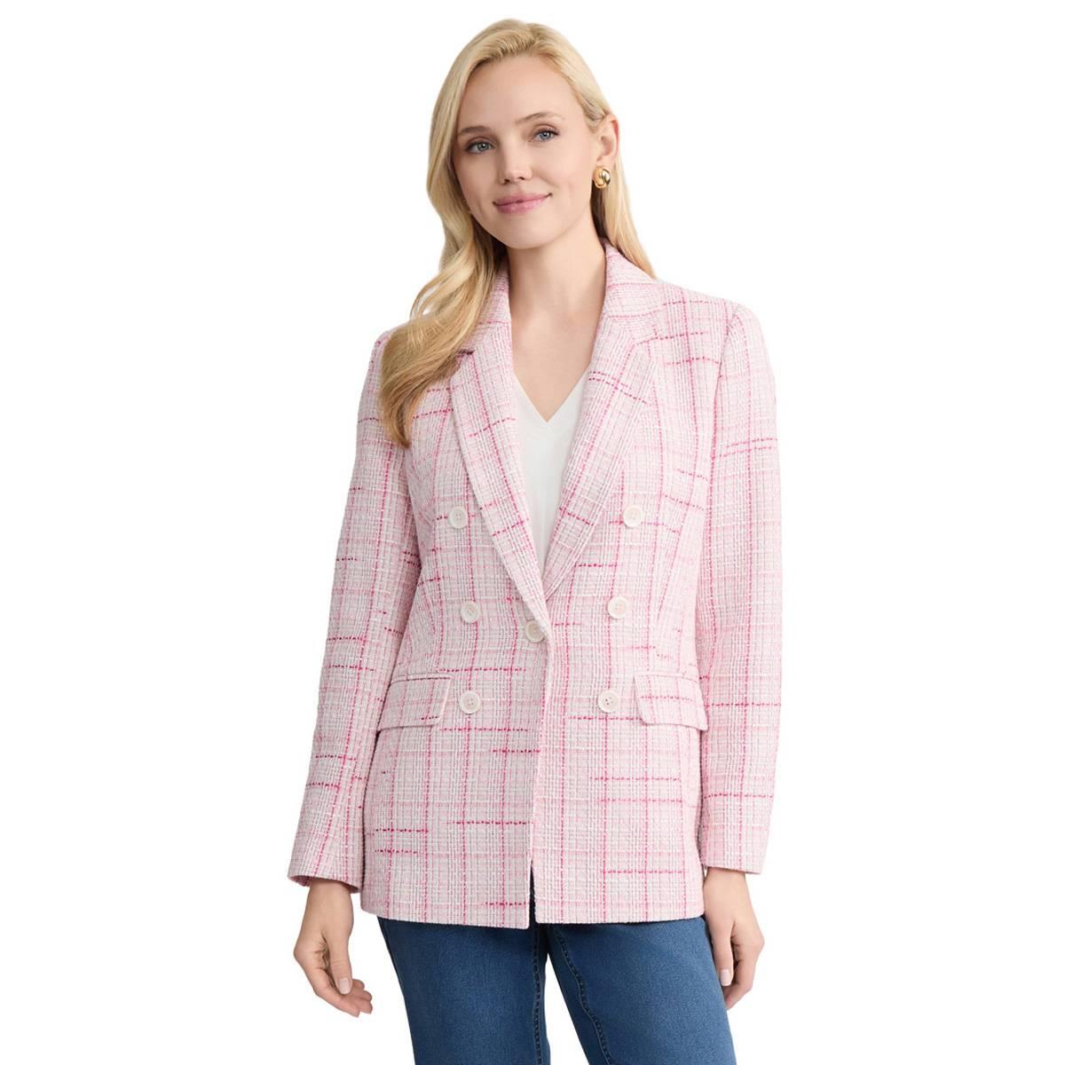 Click here for Petite Jones New York Long Sleeve One Button Plaid... prices