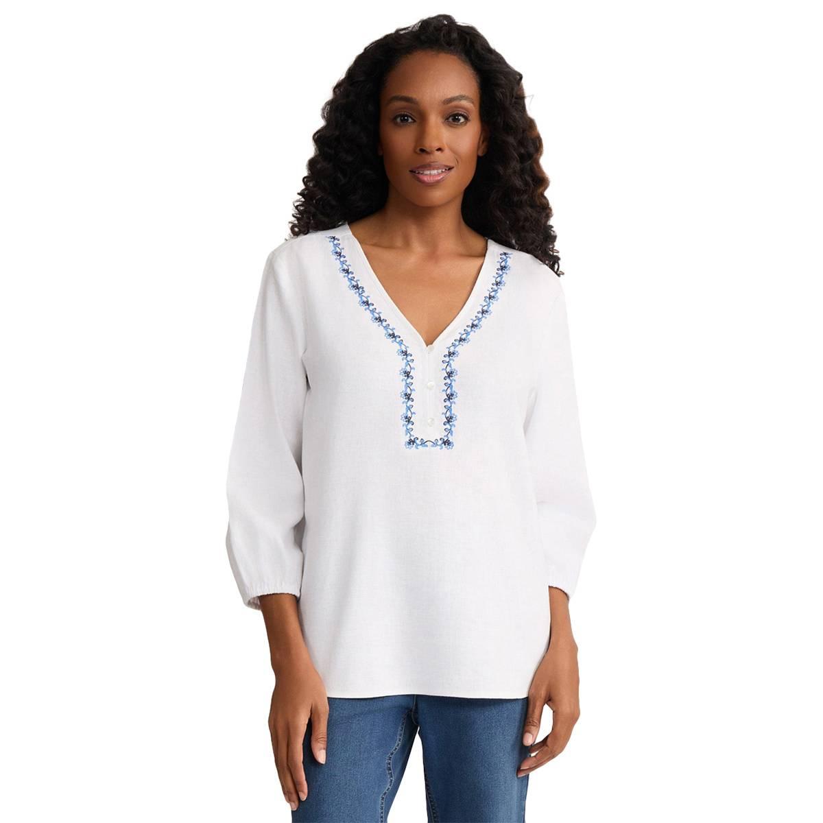 Click here for Petite Jones New York 3/4 Sleeve Embroidered Trim... prices