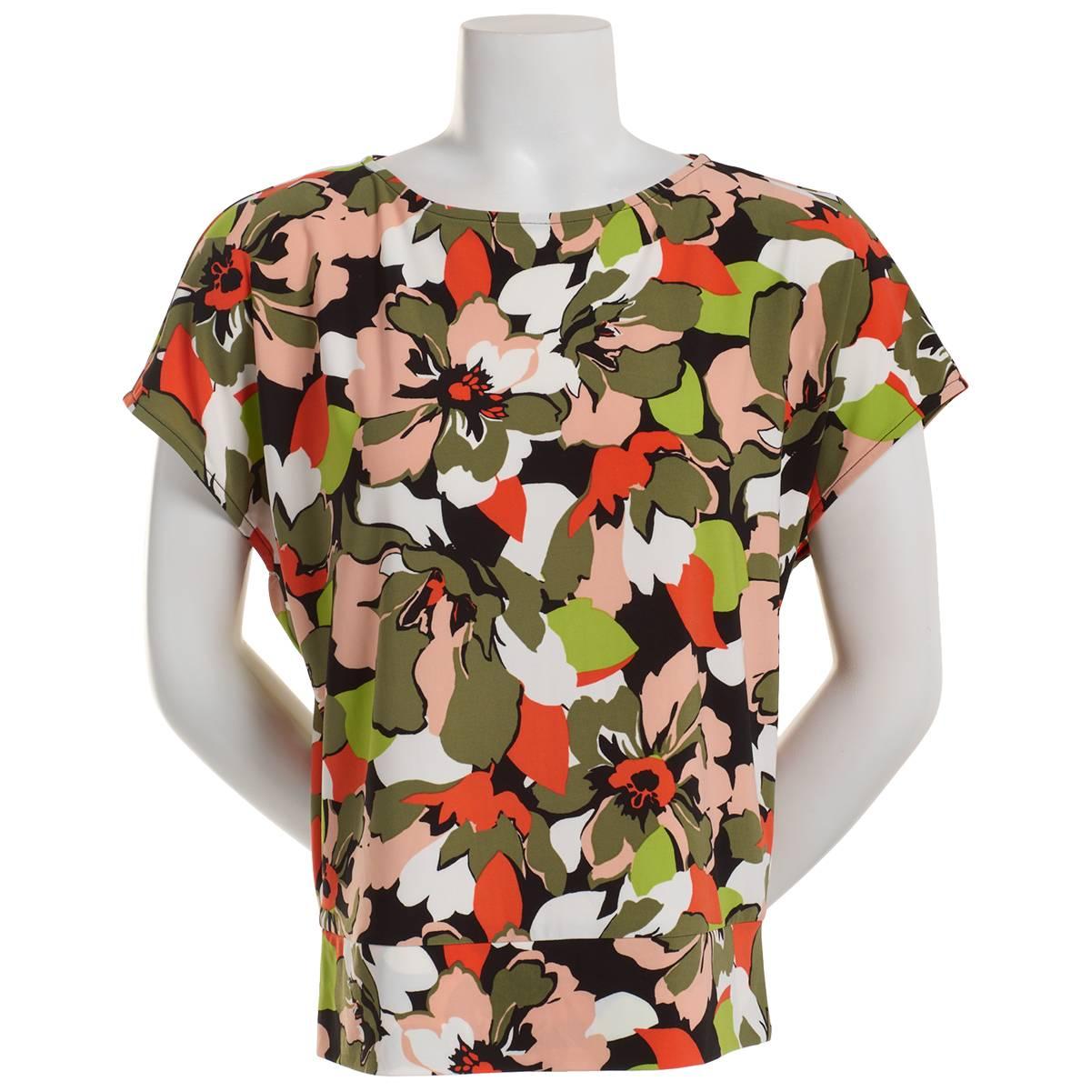 Click here for Petite Anne Klein Short Dolman Sleeve Tropical Blo... prices