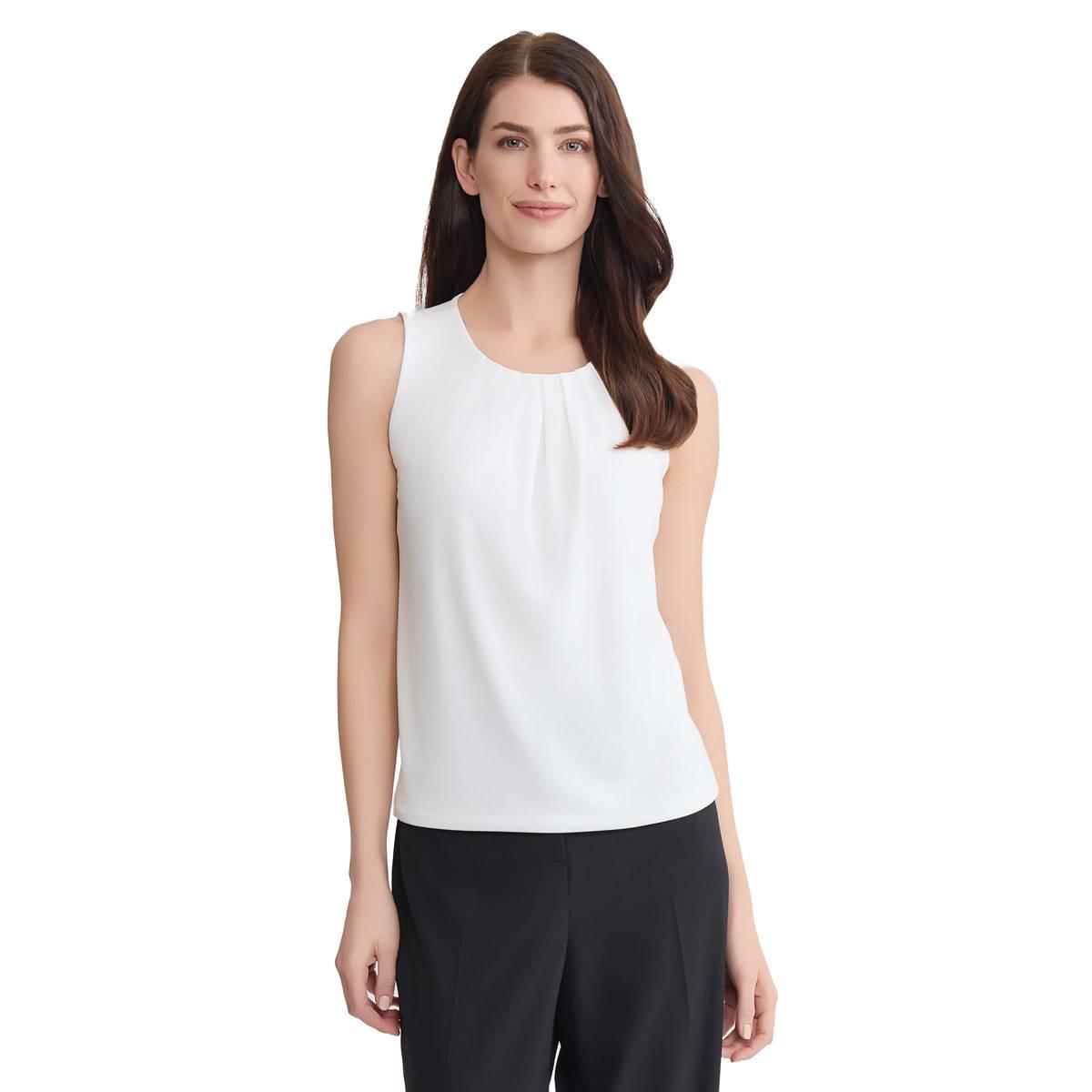 Click here for Womens Jones New York Sleeveless Pleated Neck Blou... prices