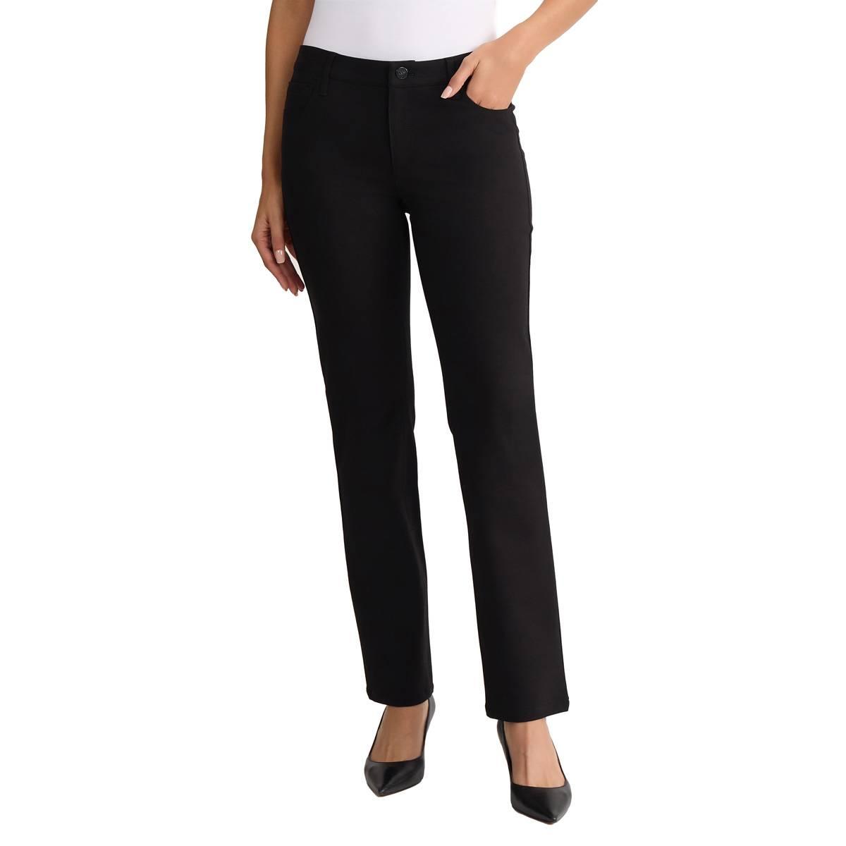 Jones New York Womens Lexington Mid-Rise Straight Pants - Jones Black