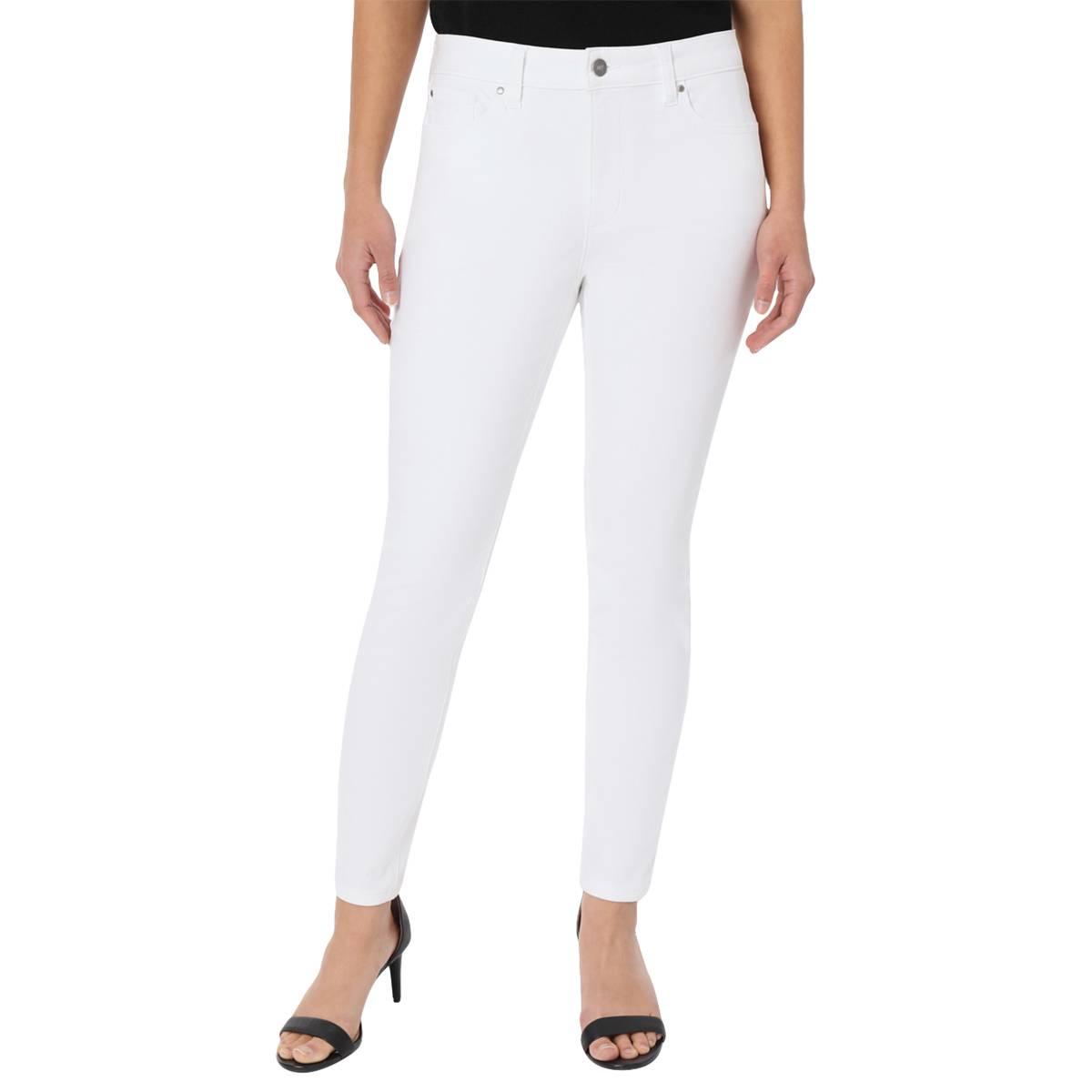 Jones New York Womens Lexington Mid Rise Straight Leg Denim Jeans - Soft White