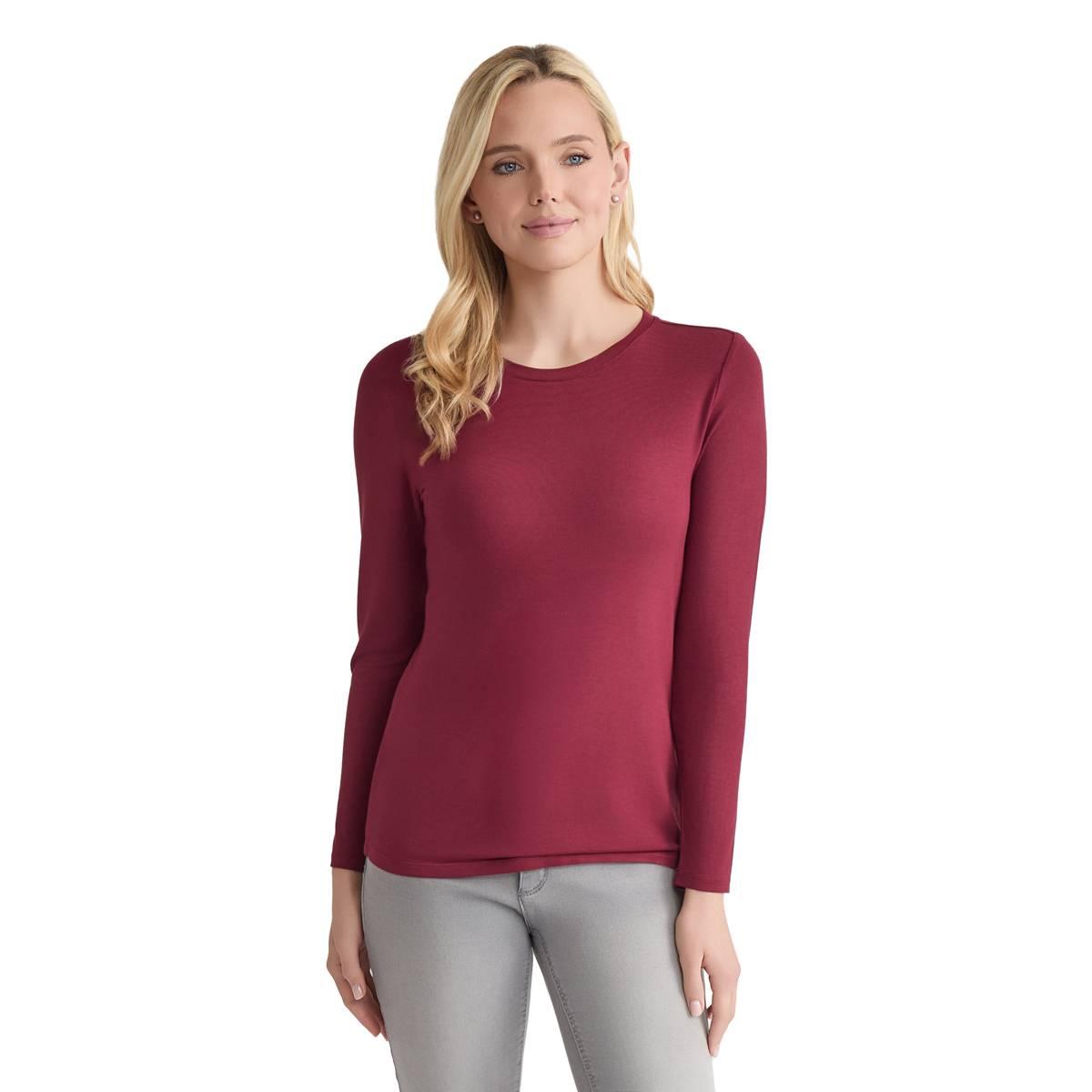 Jones New York Womens Long Sleeve Crewneck Top - Jones Black