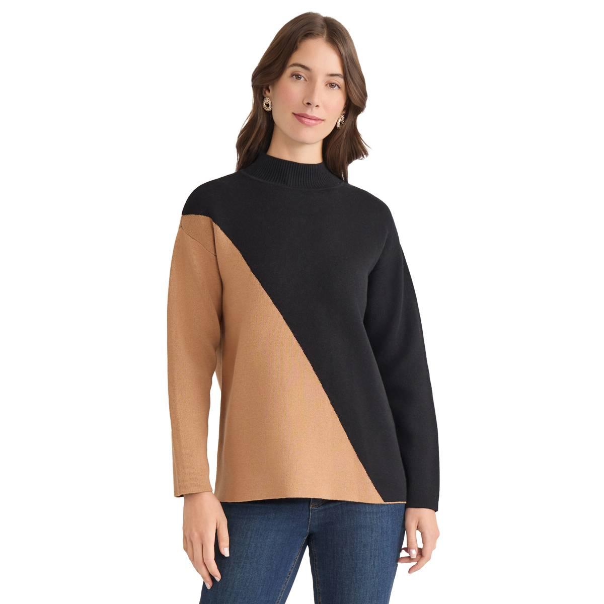 Click here for Womens Jones New York Long Sleeve Color Block Mock... prices