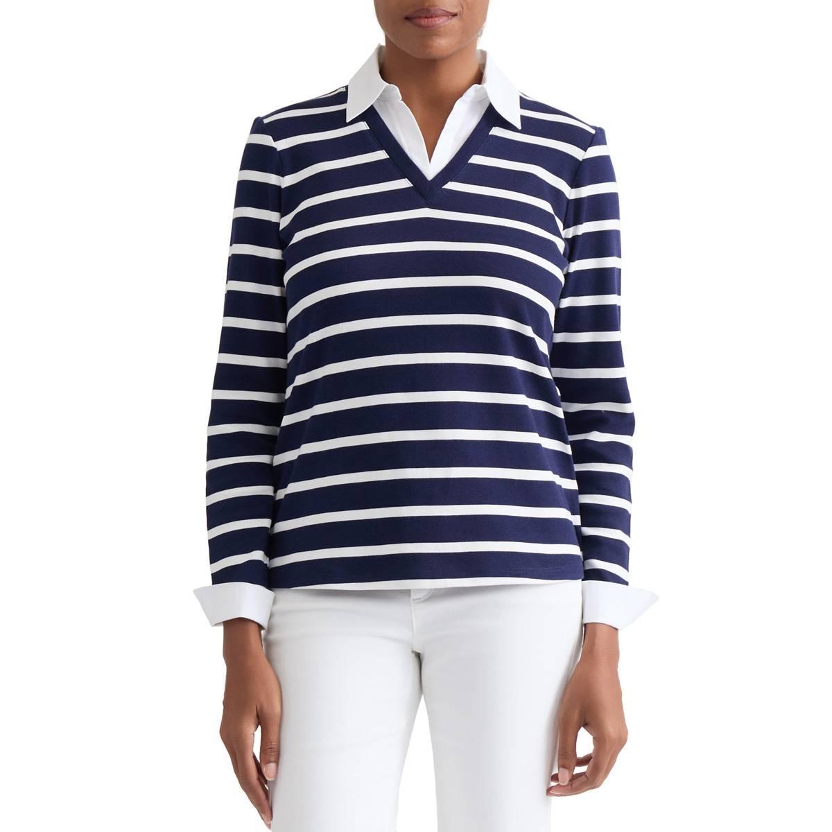 Click here for Womens Jones New York Long Sleeve Two in One Strip... prices