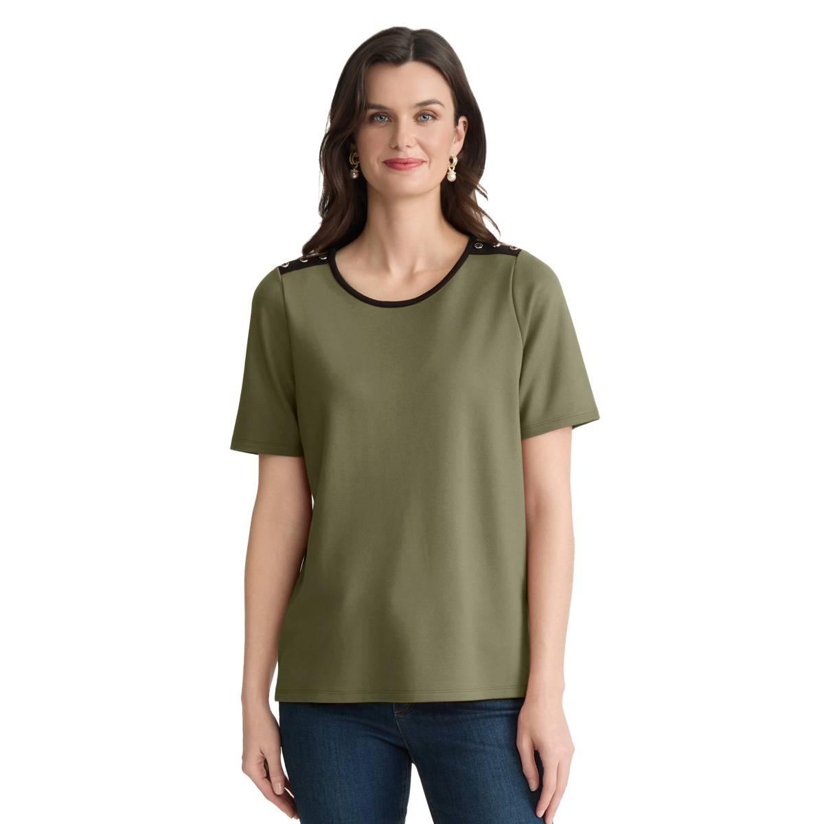 Click here for Womens Jones New York Short Sleeve Button Shoulder... prices
