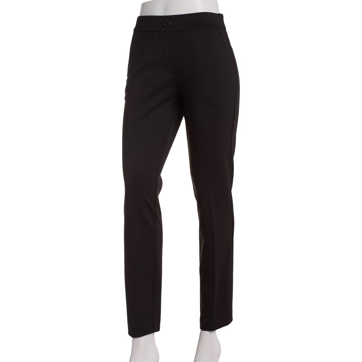 Ak Anne Klein Womens Mid-Rise Faux-Fly Ankle Pants - Anne Black