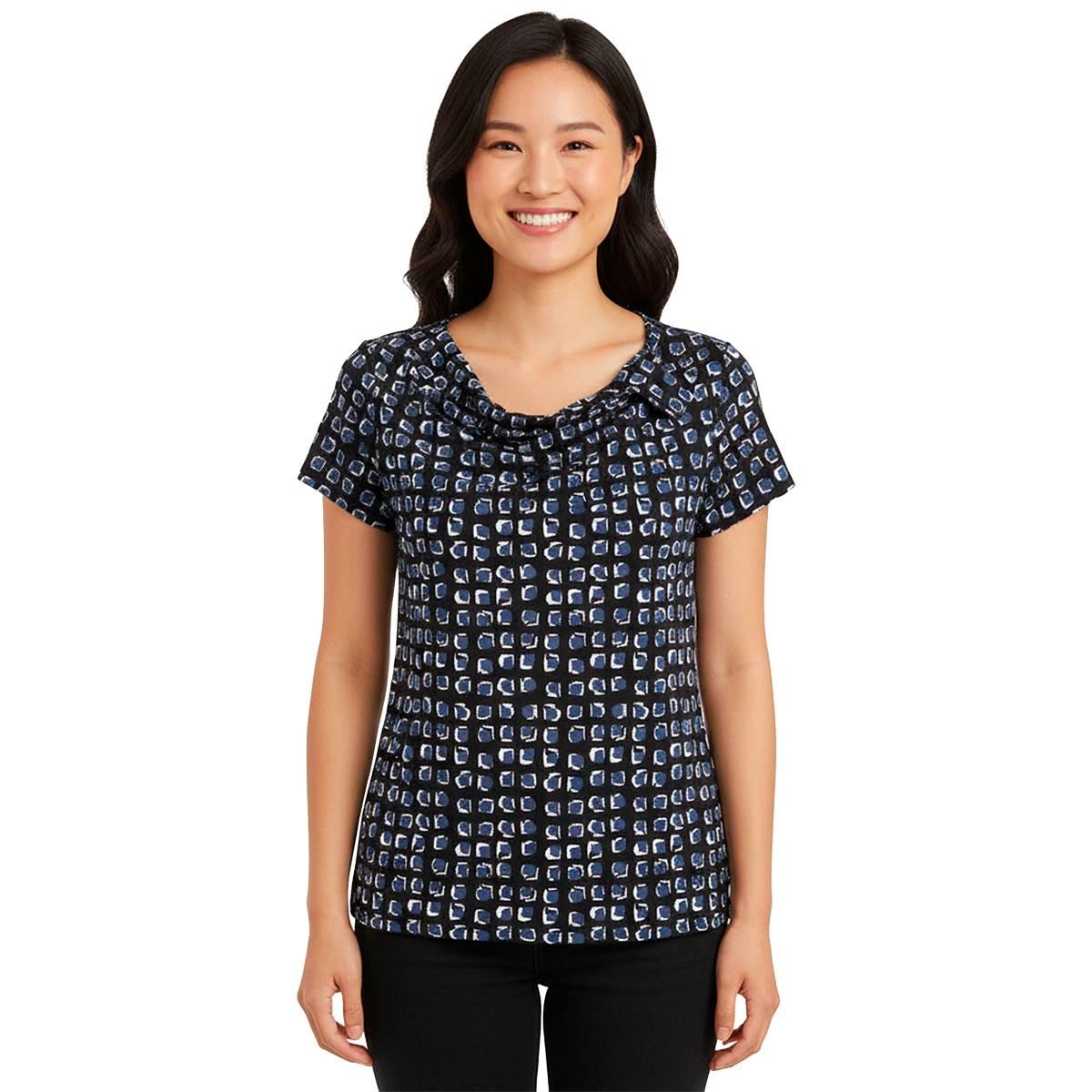 Click here for Petite AK Anne Klein Short Sleeve Geometric Blouse prices
