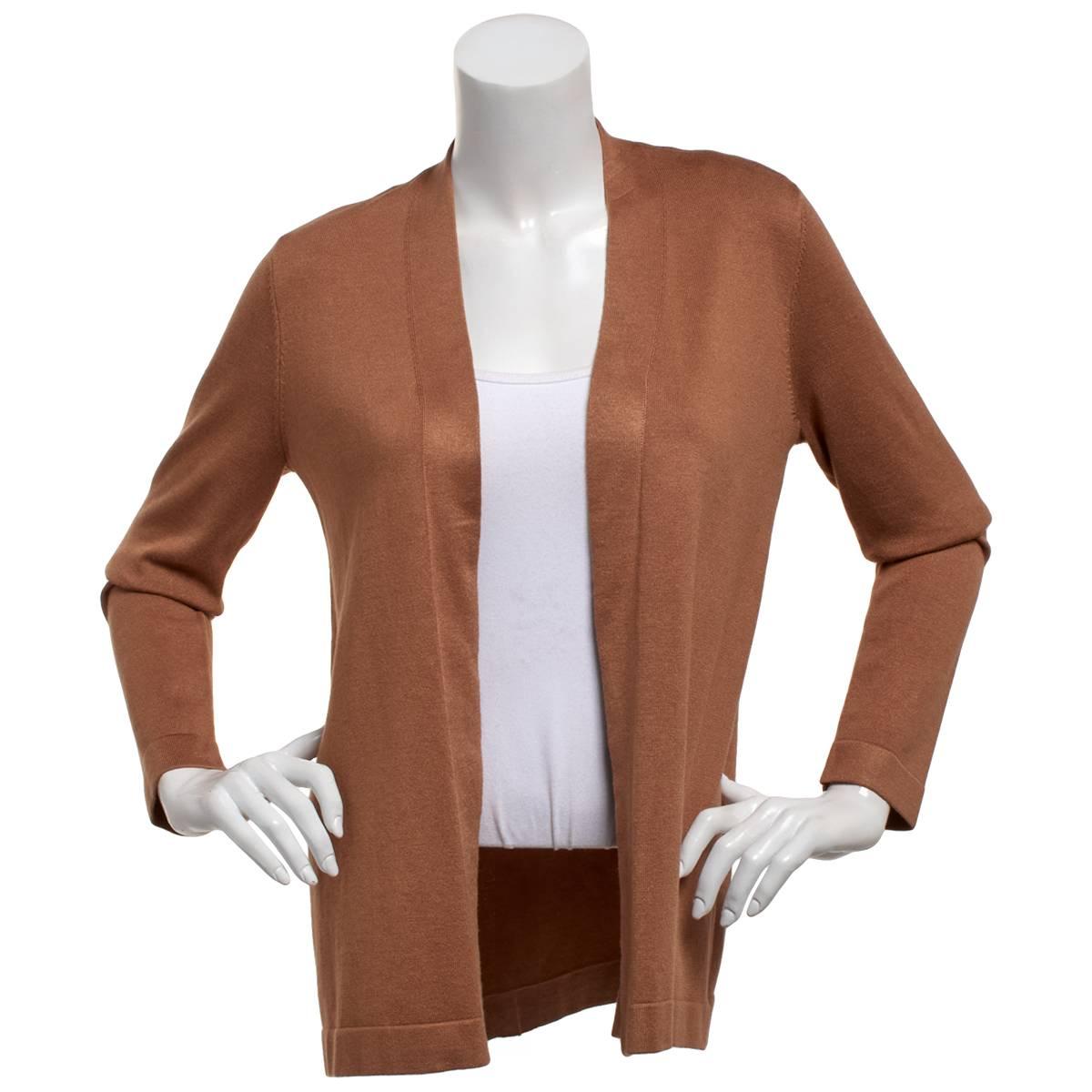 Click here for Womens AK Anne Klein Long Sleeve Solid Open Front... prices