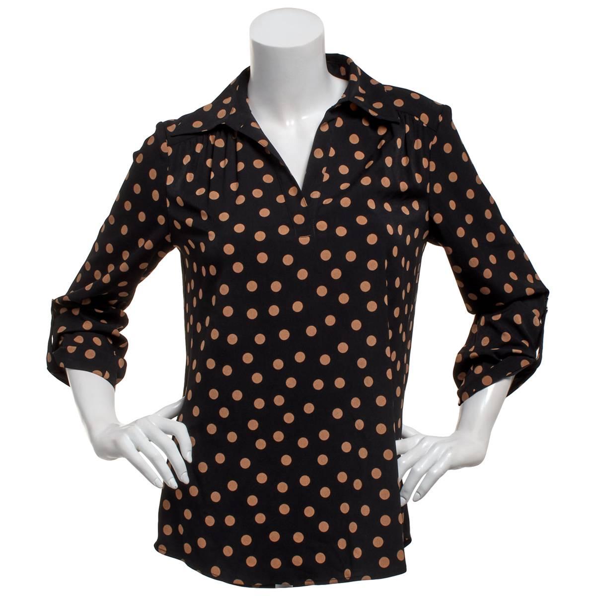 Click here for Womens AK Anne Klein 3/4 Sleeve Dot Split Neck Blo... prices