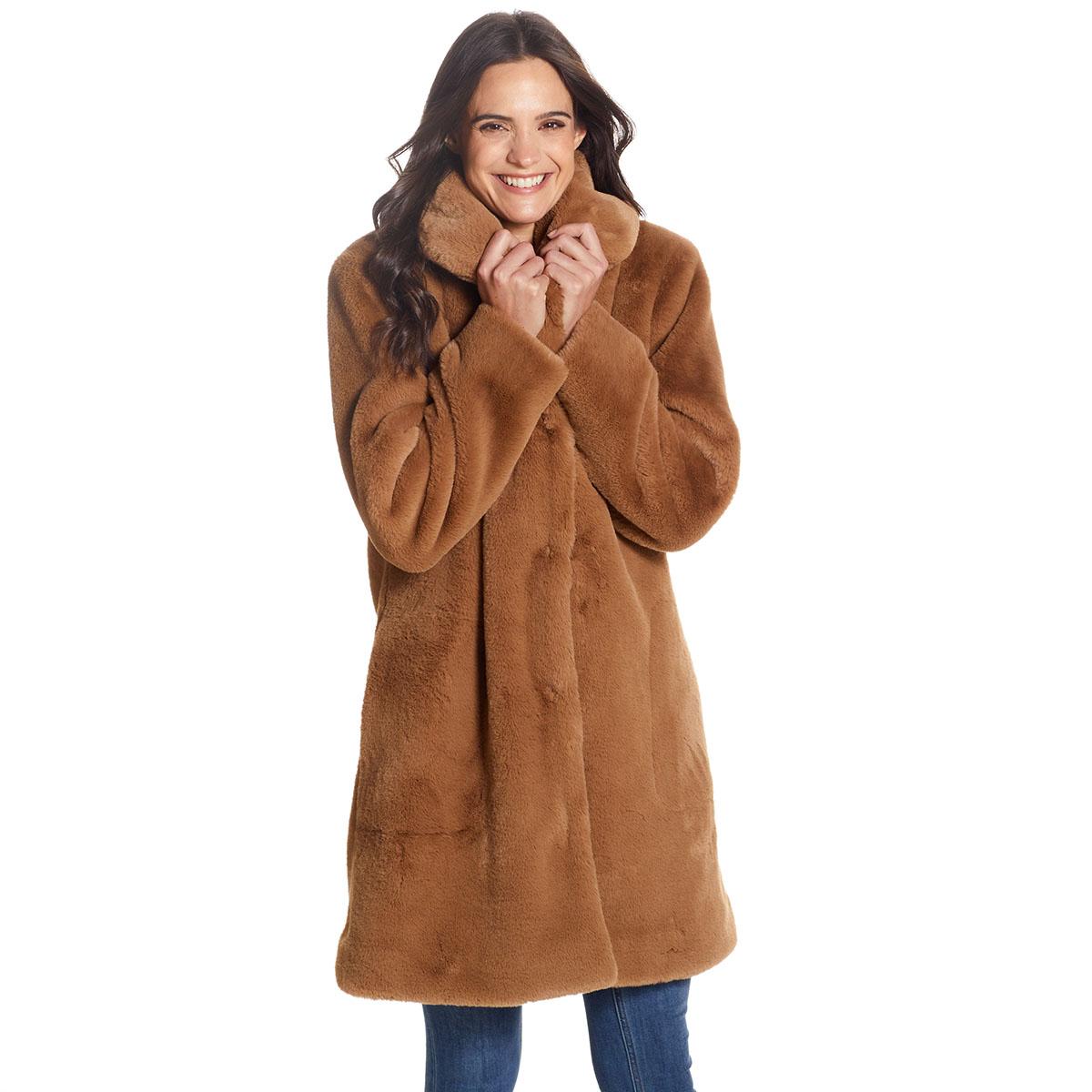 Click here for Womens Gallery Shawl Collar Faux Fur Coat prices
