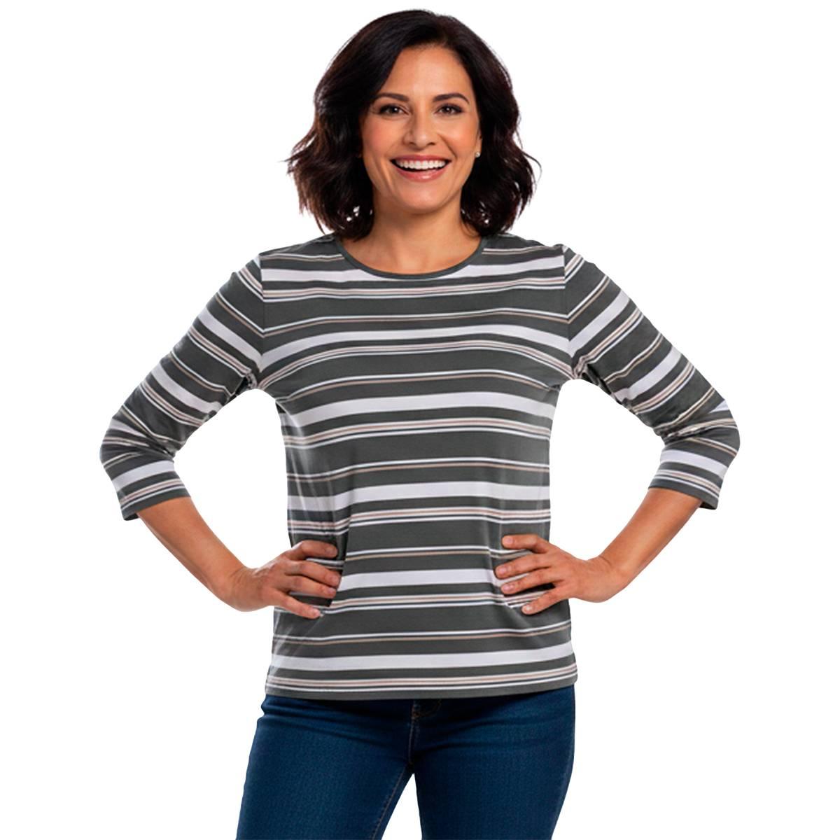Click here for Petite Hasting & Smith 3/4 Sleeve Stripe Side Slit... prices