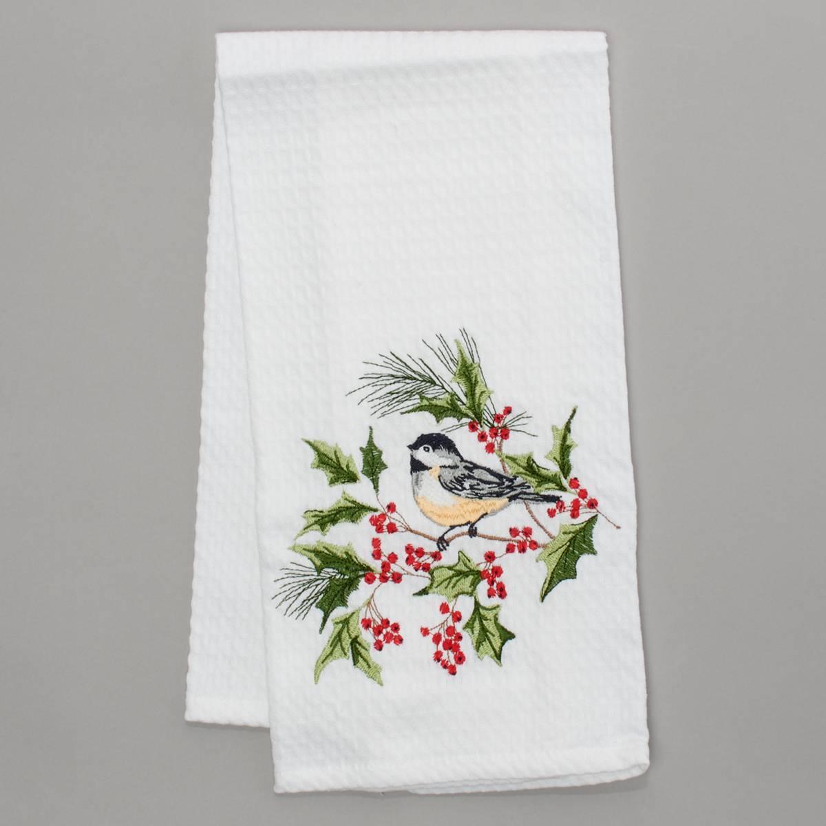 Click here for Kay Dee Chickadee Embroidered Waffle Kitchen Towel prices