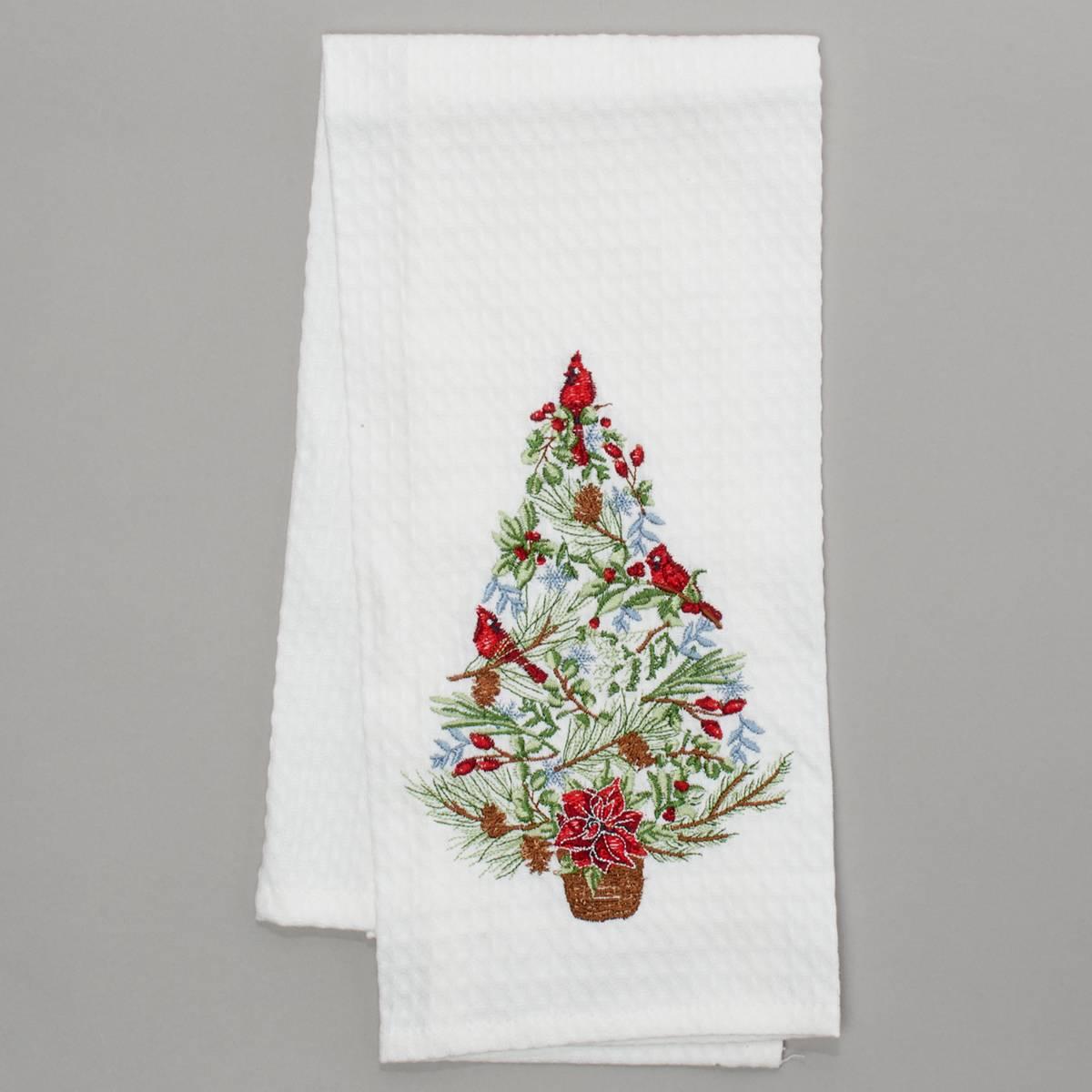 Click here for Kay Dee Winter Blue Cardinal Embroidered Waffle Ki... prices