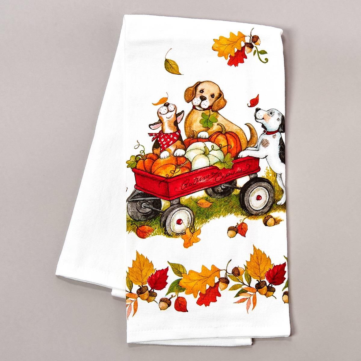 Click here for Fetching Fall Wagon Pups Dual-Purpose Kitchen Towe... prices