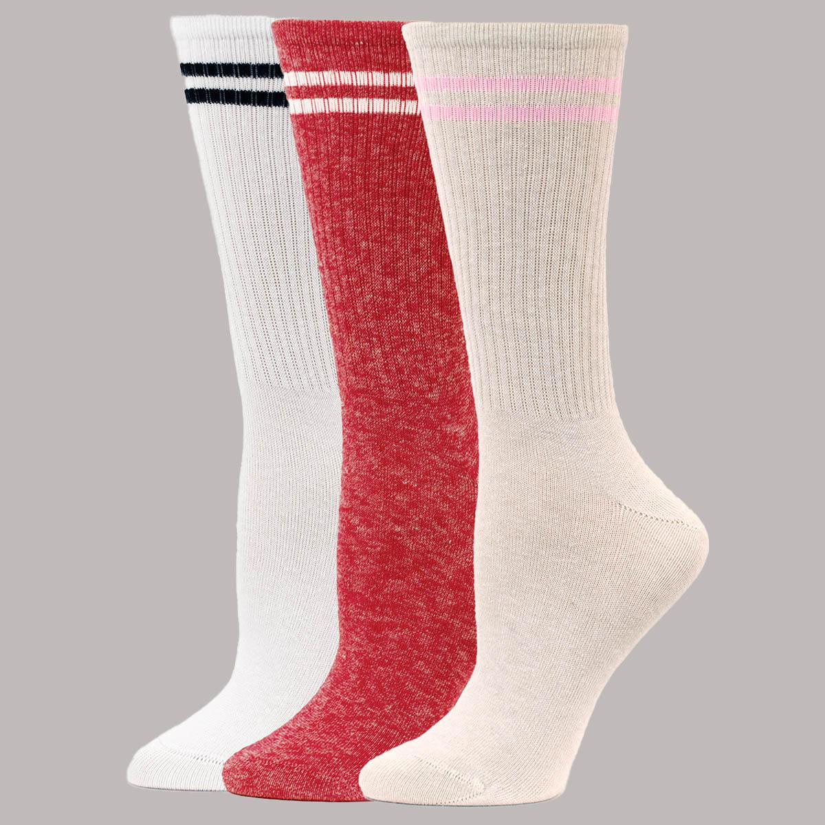 Click here for Womens HUE(R) 3pr. Must Have Crew Socks - Stripe prices