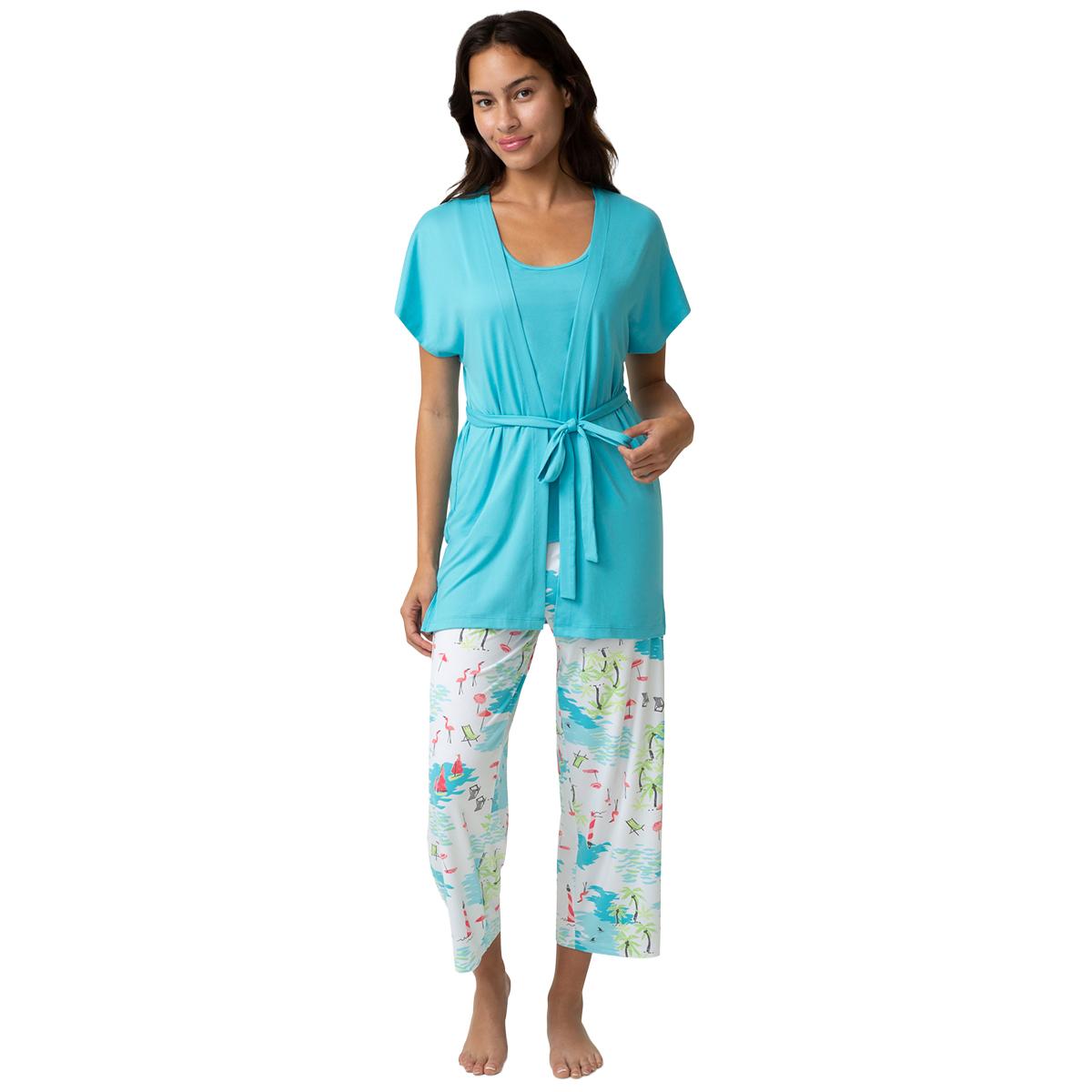 Click here for Womens HUE(R) 3pc Solid Top Beachfront Era Capri P... prices