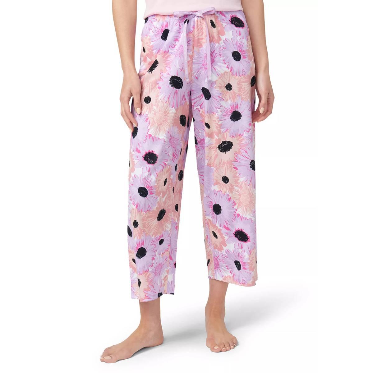 Hue Womens Daisy Delight Printed Capri Pajama Pants - Pink Daisy
