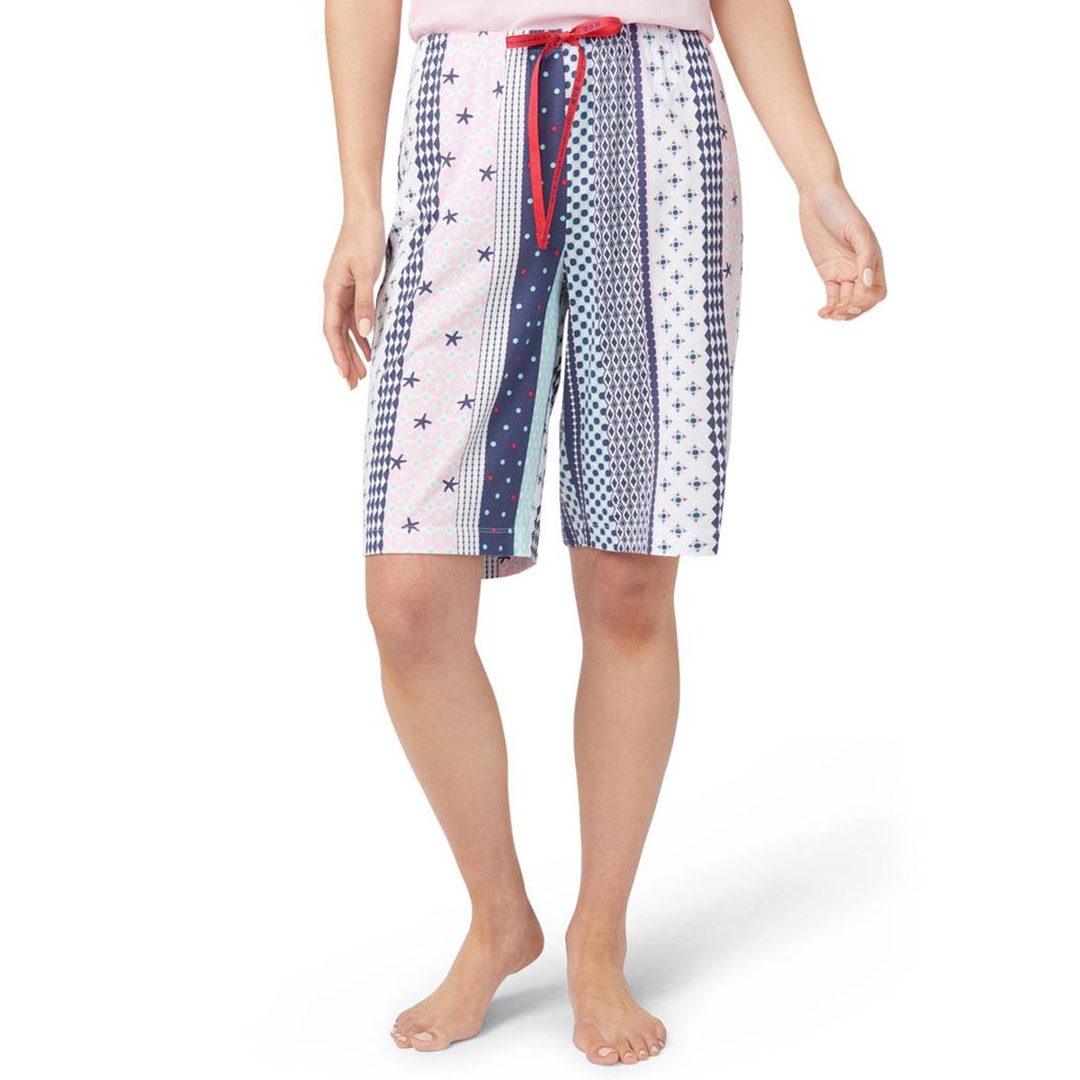 Hue Womens Seaside Stripe Bermuda Pajama Shorts - Skipper Blue