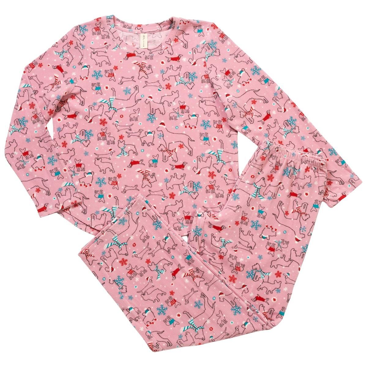 Click here for Womens Waffle Dog and Snowflake Pajama Set prices
