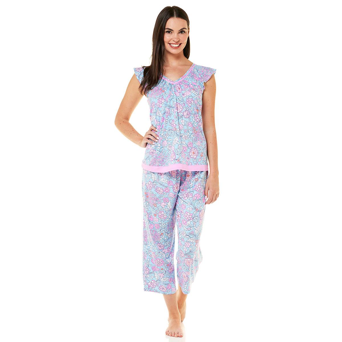 Click here for Womens Ellen Tracy Cap Sleeve Floral Pajama Set prices