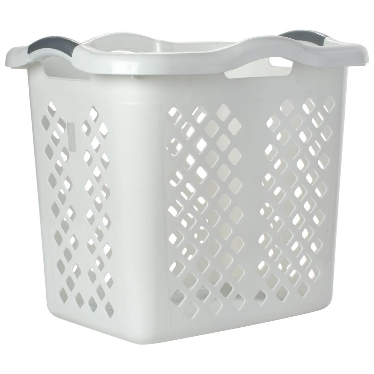 Click here for 2 BU White Laundry Basket With Handles prices