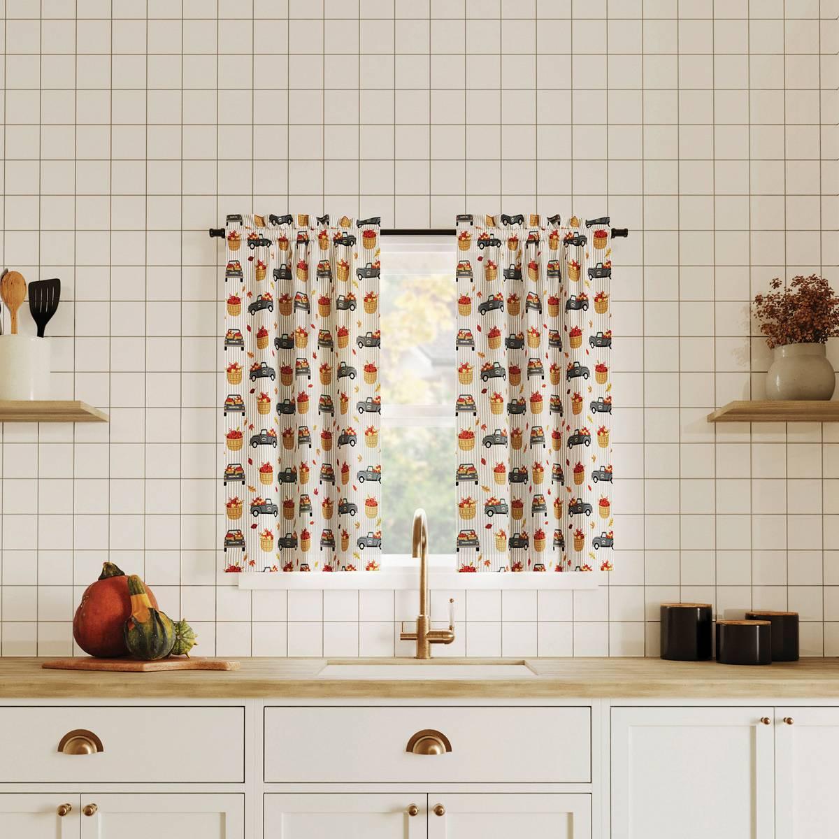 Click here for Farmers Market Fall Truck Print Kitchen Curtains prices