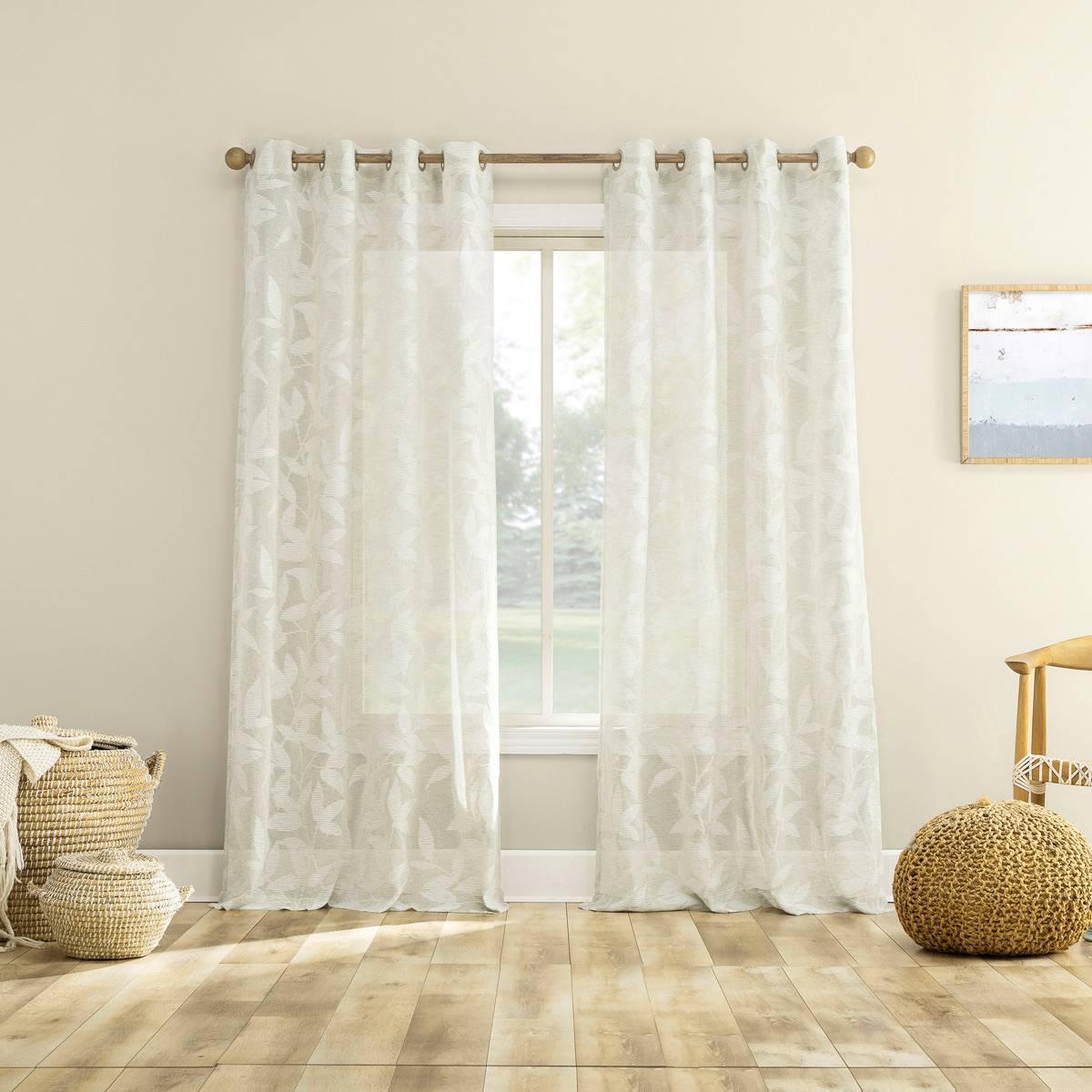 Click here for No 918 Neela Semi Sheer Leaf Clip Jacquard Panel C... prices
